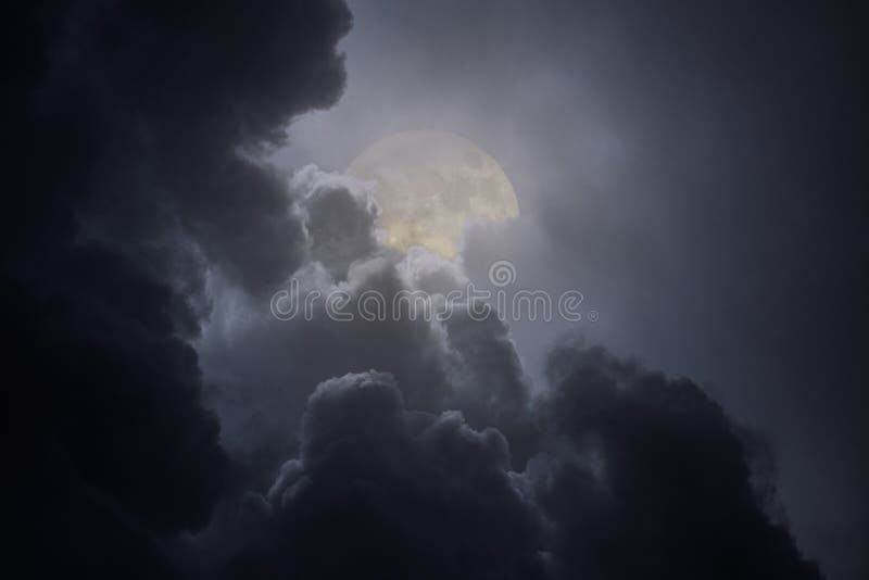 Cloudy full moon night stock photo. Image of clouds - 256740504