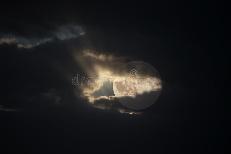 Cloudy full moon night stock image. Image of glowing - 171317687