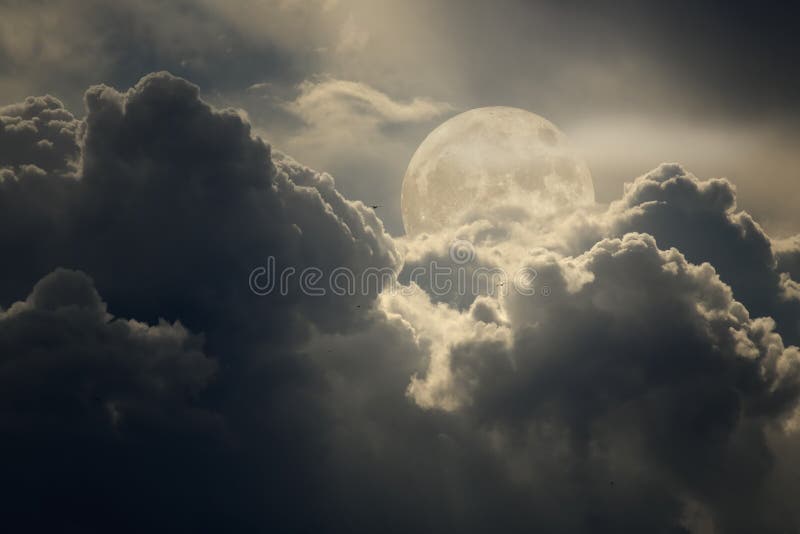 Cloudy full moon night stock photo. Image of blue, grey - 211436636