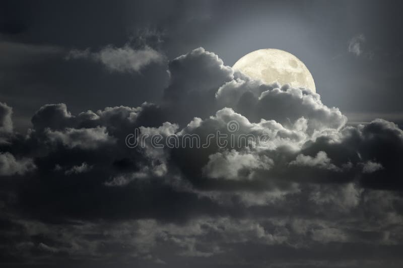 Cloudy full moon night stock photo. Image of evening - 228279938