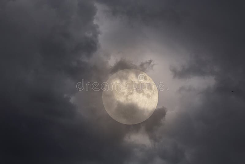 Cloudy Full Moon Night with Moonbeams Stock Image - Image of beautiful ...