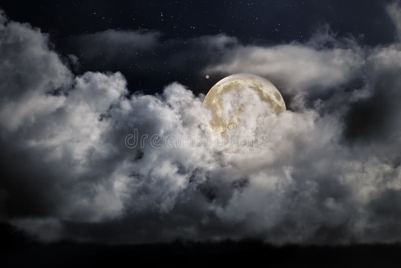 Cloudy full moon night sky stock photo. Image of clouds - 151476282