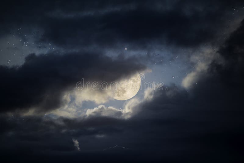Cloudy full moon sky stock image. Image of moonlight - 127042509