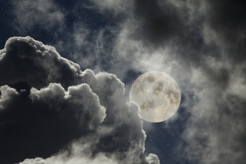 Cloudy full moon sky stock image. Image of dusk, midnight - 128905329