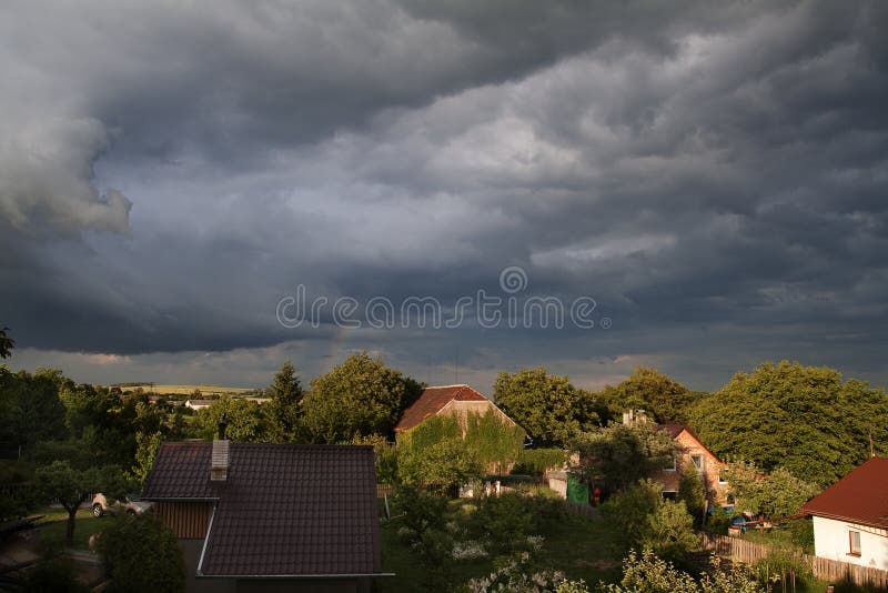 Cloudy Grey Sky Over Homes. Stock Image - Image of light, nimbus: 113214903