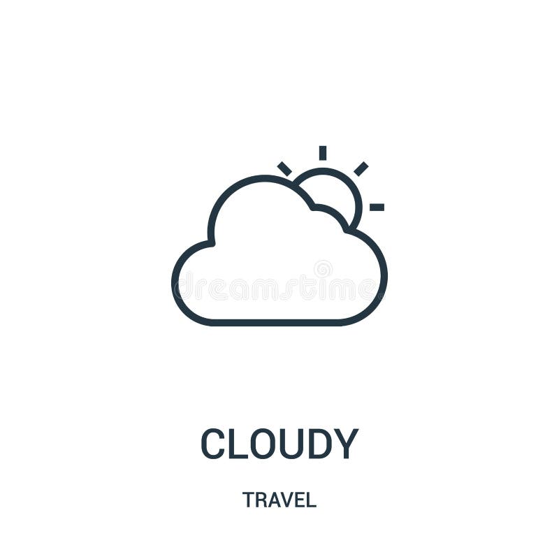 Cloudy Icon Vector from Travel Collection. Thin Line Cloudy Outline ...
