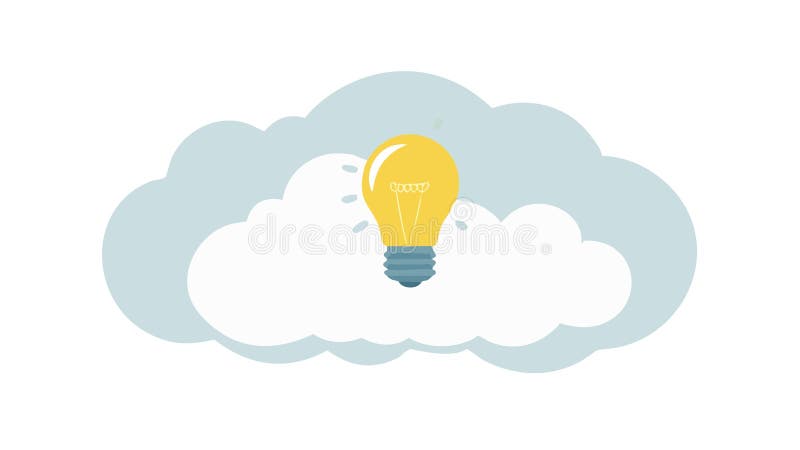 Cloudy Idea: Lightbulb in Cloud for Creative Thought Process, Vector Design Generative AI Stock ...