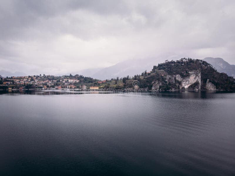 Cloudy Lake Como, Italy. Aerial Top View Stock Image - Image of autumn ...