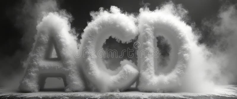 Cloudy Letters ACD Emerging from Mist Stock Photo - Image of background ...