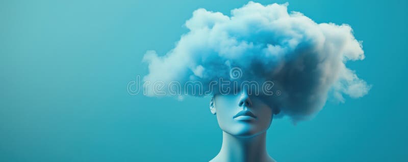 Cloudy Mind Conceptual Art Representation of Human Head with Cloud ...
