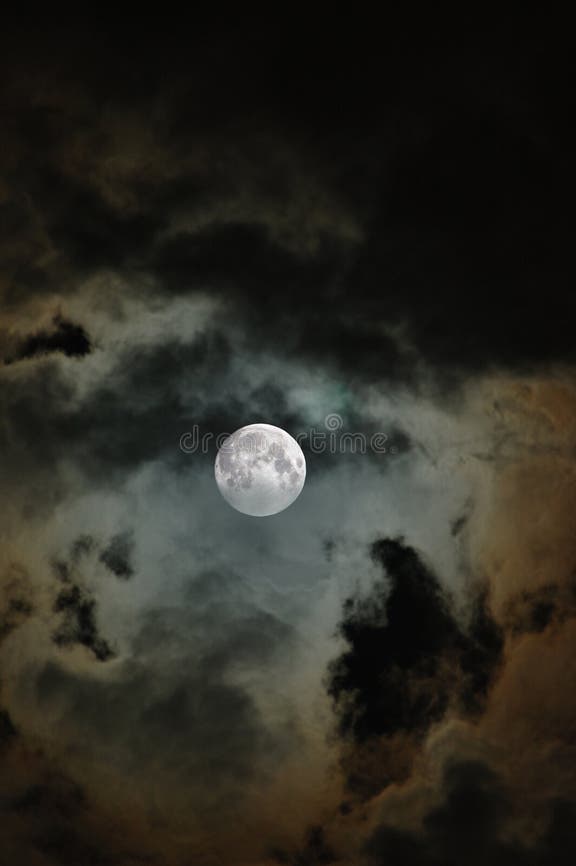 Cloudy Moon stock image. Image of night, storm, scary, rain - 649539