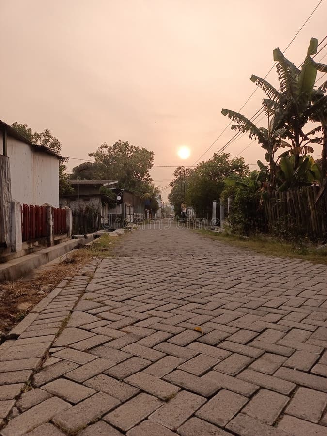 Cloudy Morning, Cold Wet, Alley, Stone, Brick, Sunset Stock Photo ...