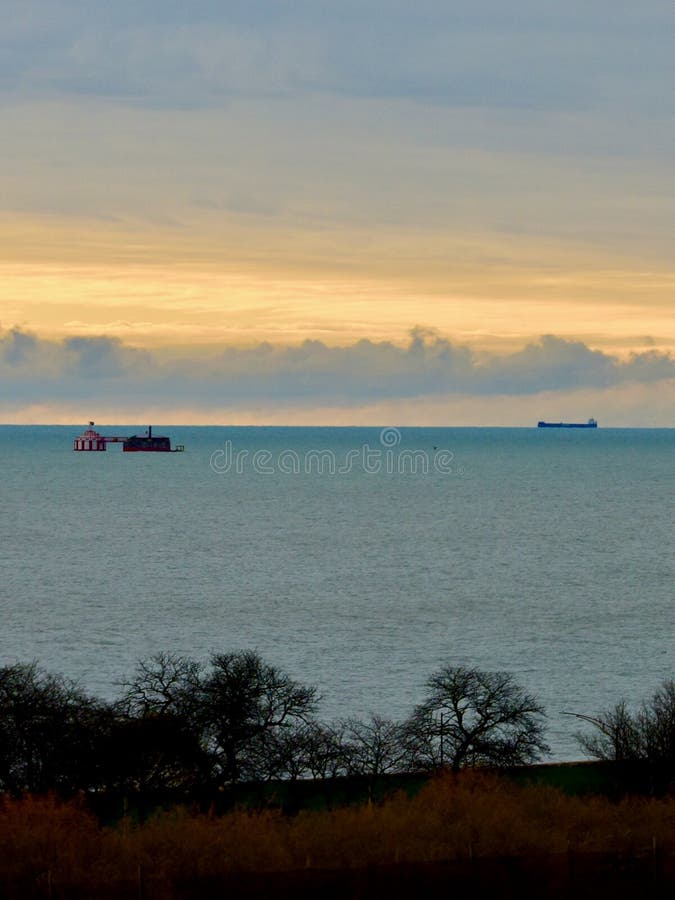 Cloudy Morning on Lake Michigan Stock Photo - Image of located, morning ...