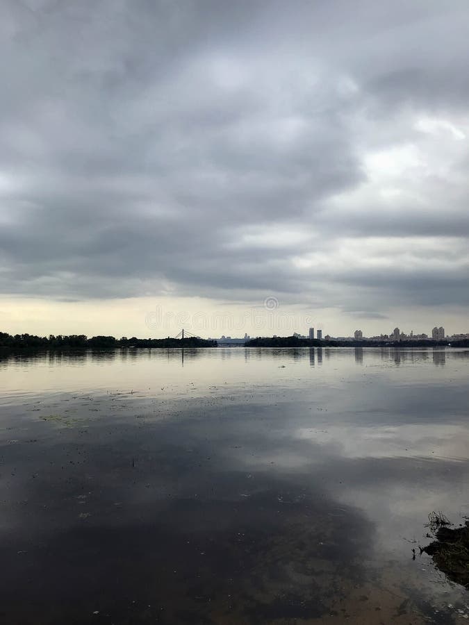 Overcast Morning on the River Stock Image - Image of morning, mist ...