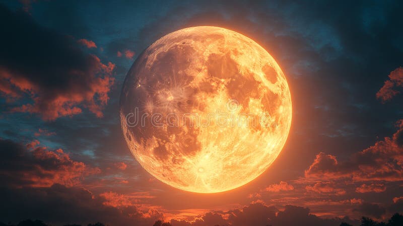 Cloudy Night Sky with a Beautiful Full Moon Stock Illustration ...