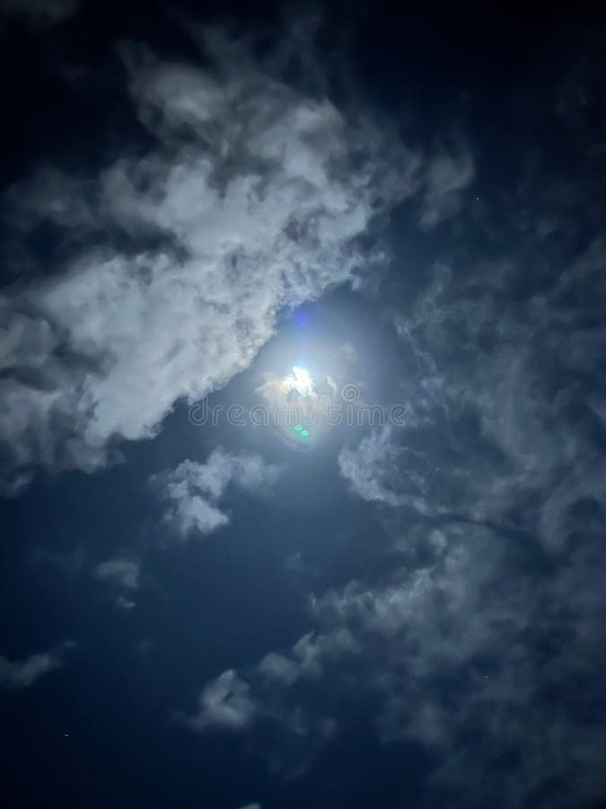 Cloudy Night Sky with Moonlight Stock Photo - Image of natural ...