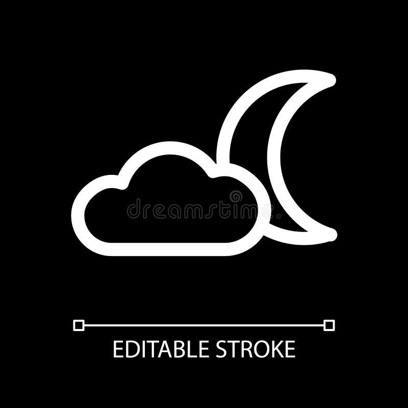Cloudy Night White Linear Ui Icon for Dark Theme Stock Vector ...