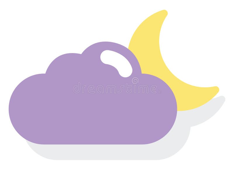 Cloudy Night with Young Moon, Icon Icon Stock Vector - Illustration of ...