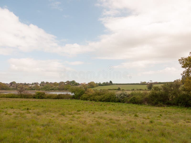 Cloudy Open Field in Country in Spring Stock Image - Image of meadow ...