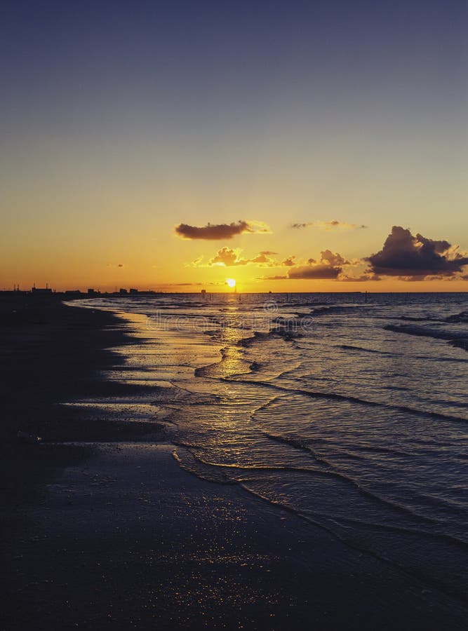 Cloudy Orange Sunset Over Sea Water Stock Photo - Image of colorful ...