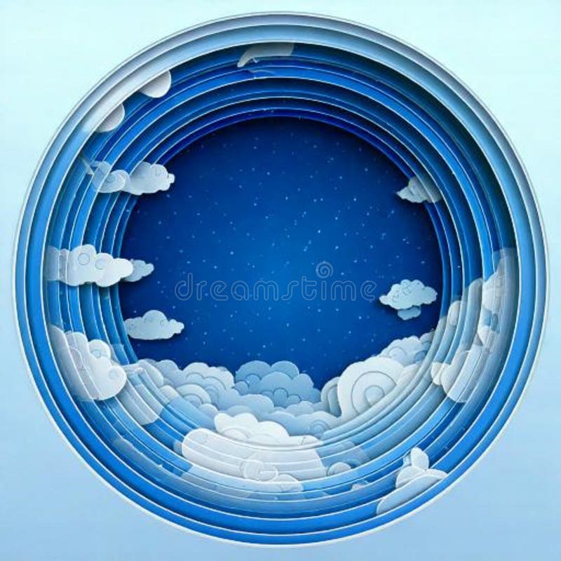 Cloudy Paper Cut Art Night Sky Clouds Paper Craft Style Volumetric ...