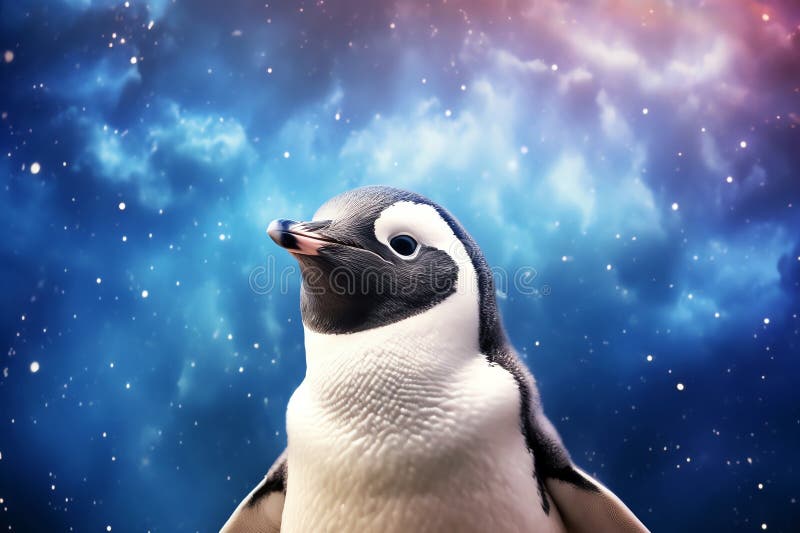 Cloudy Penguin Waddle Fantasy Sky Night Gazing Stock Illustration ...