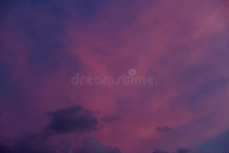 Cloudy Pink-purple Sunset, Top View. Evening View. Summer Background ...
