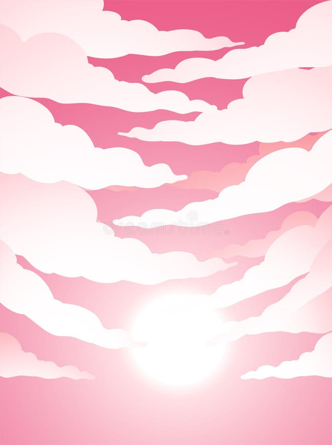 Cloudy Pink Sky with Bright Sun Light Stock Vector - Illustration of ...