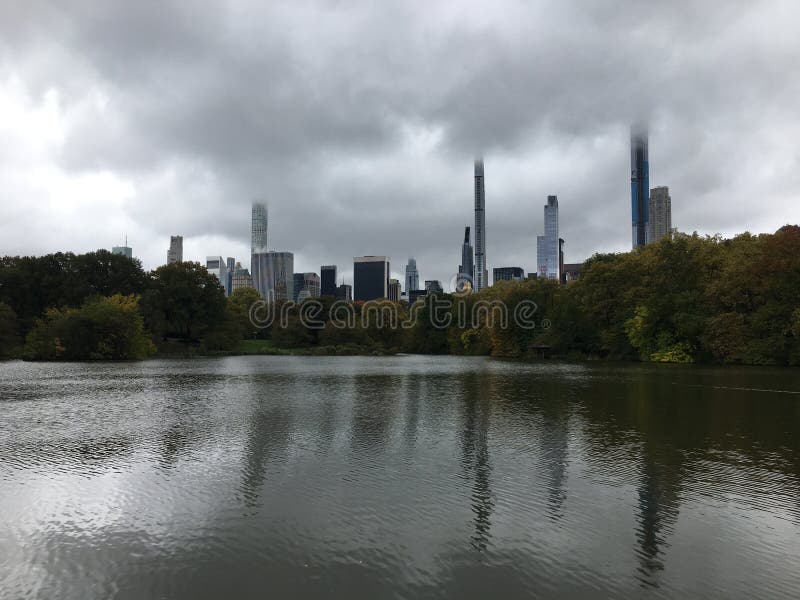 Cloudy and Rainy Day in October at Central Park in Manhattan, New York ...