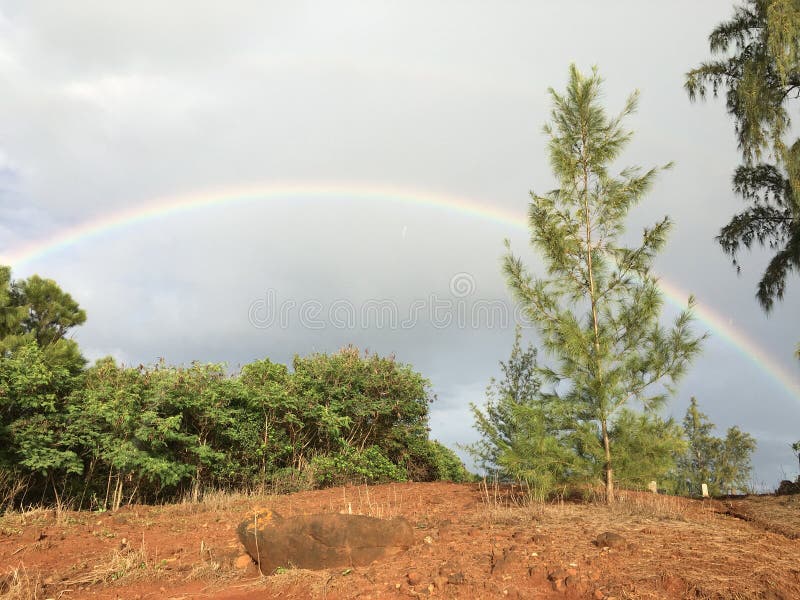 Cloudy and Rainy Day with Rainbows in Spring in Eleele on Kauai Island ...