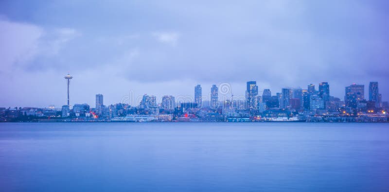 Cloudy and Rainy Day in Seattle Washington Stock Image - Image of scene ...
