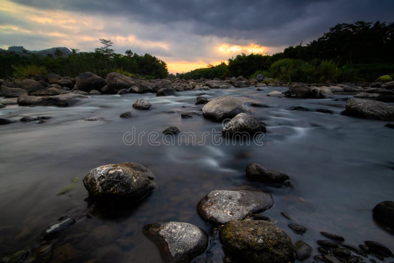 Cloudy at the river stock image. Image of water, java - 167791423