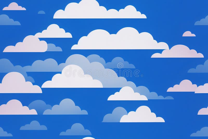 Cloudy Seamless Textile Pattern 3d Illustrated Stock Illustration ...