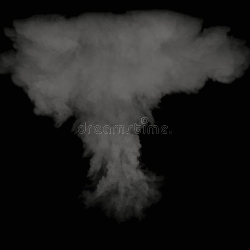 Cloudy Shaped Smoke Explosion Dense and Grey on Black Stock ...