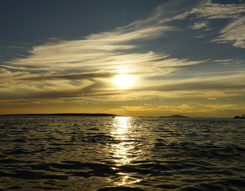 Cloudy Sky Above Deep Blue Wavy Sea Surface in the Summer Stock Photo ...