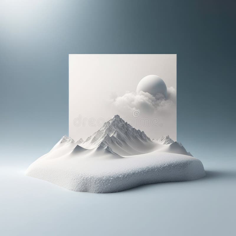 Cloudy Sky Above a Mountain of Snow Podium, Empty Showcase for ...