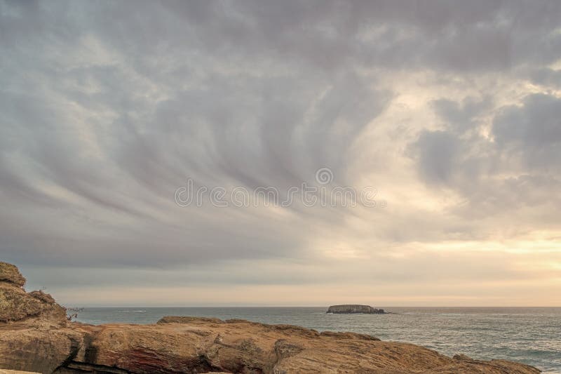 Cloudy Sky with Beach Cliff and Ocean Nature Stock Image - Image of ...