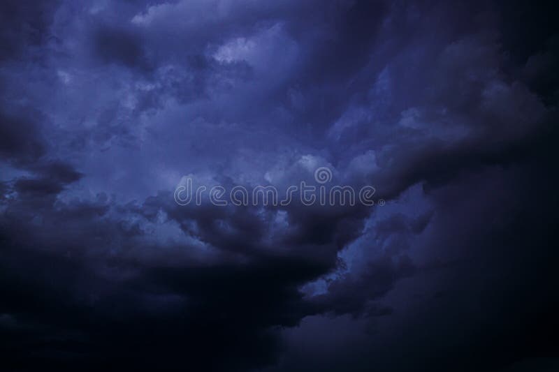 Cloudy Sky with Blue Dark Storm Clouds during Rain. Natural Background ...