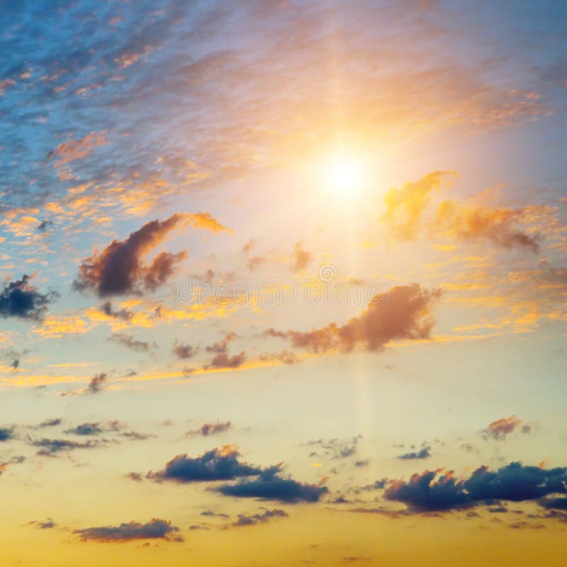 Cloudy Sky and Bright Sunrise Stock Photo - Image of outdoor, sunshine ...