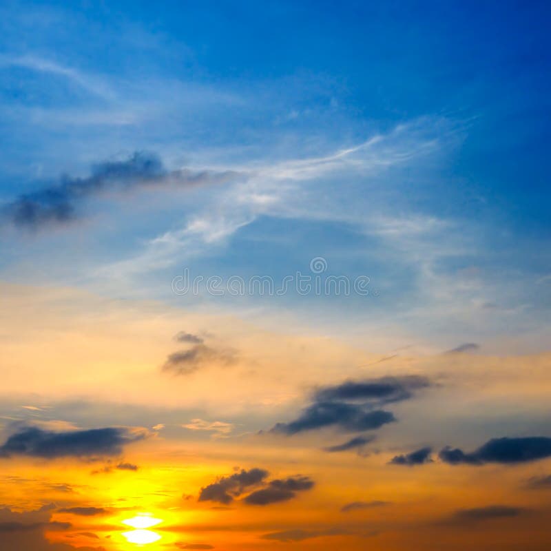 Cloudy Sky and Bright Sunrise Over the Horizon Stock Image - Image of ...