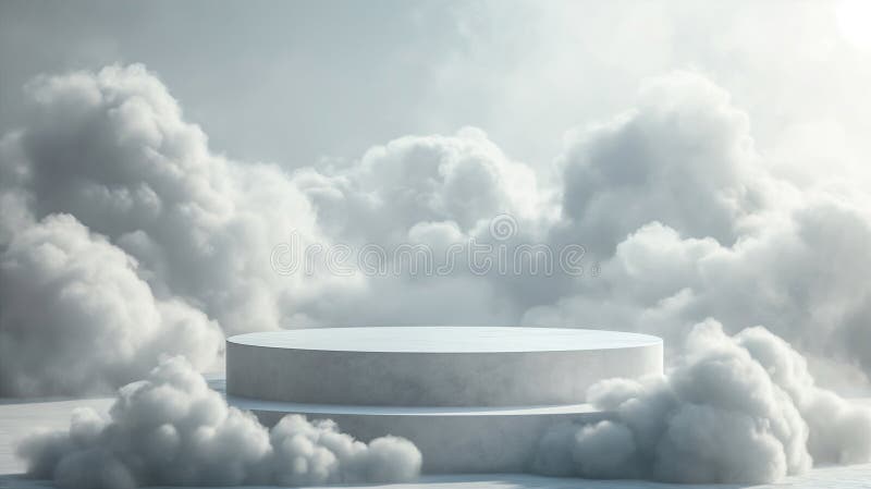 Cloudy Sky with a Circular Platform Emerging in a Mystical Landscape ...