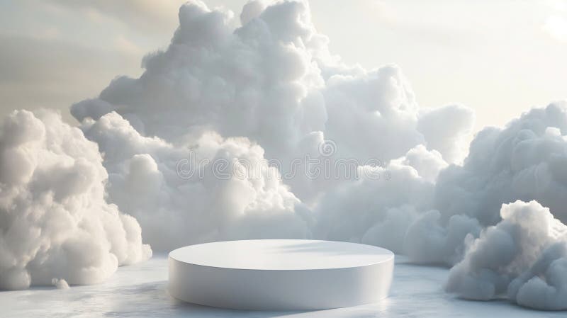 Cloudy Sky with a Circular Platform Emerging in a Mystical Landscape ...