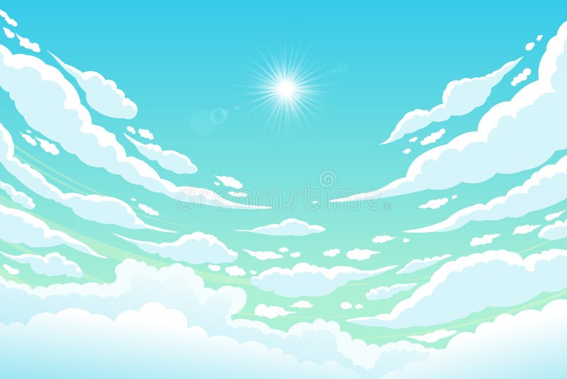 Cloudy sky on a clear day stock vector. Illustration of cartoon - 216516570