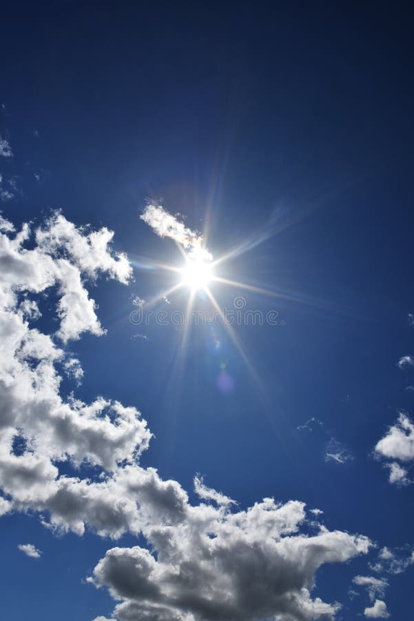 Cloudy sky with clear sun stock image. Image of background - 192585213