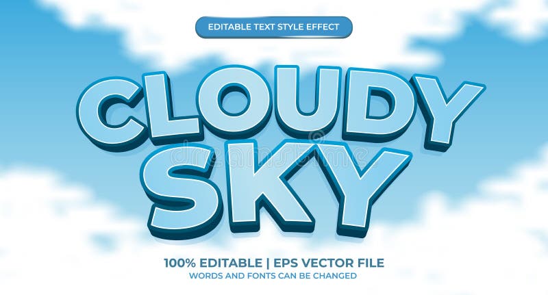 Cloudy Sky 3d Editable Text Effect Stock Vector - Illustration of ...
