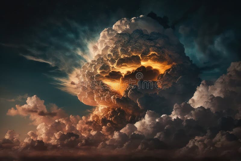 Storm Clouds at Golden Hour Illustration. Generative AI Stock ...