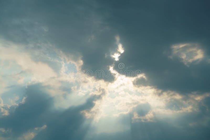 Cloudy Sky Landscape with Sun Rays Stock Image - Image of cloud, view ...