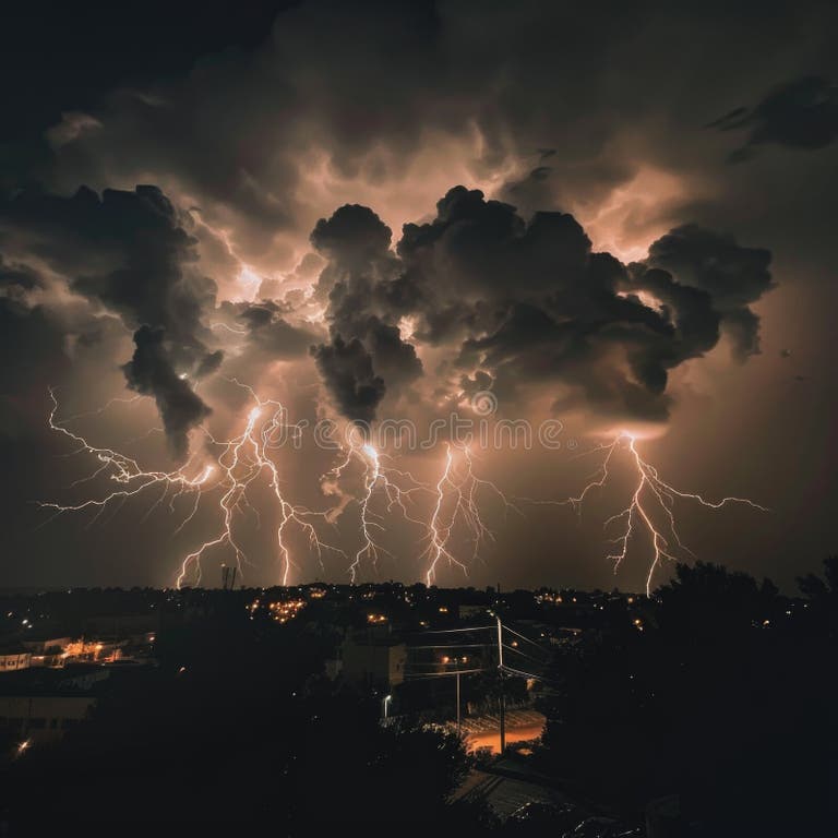 Cloudy Sky with Lightning Storms, a Dramatic Weather Scene Stock Image ...