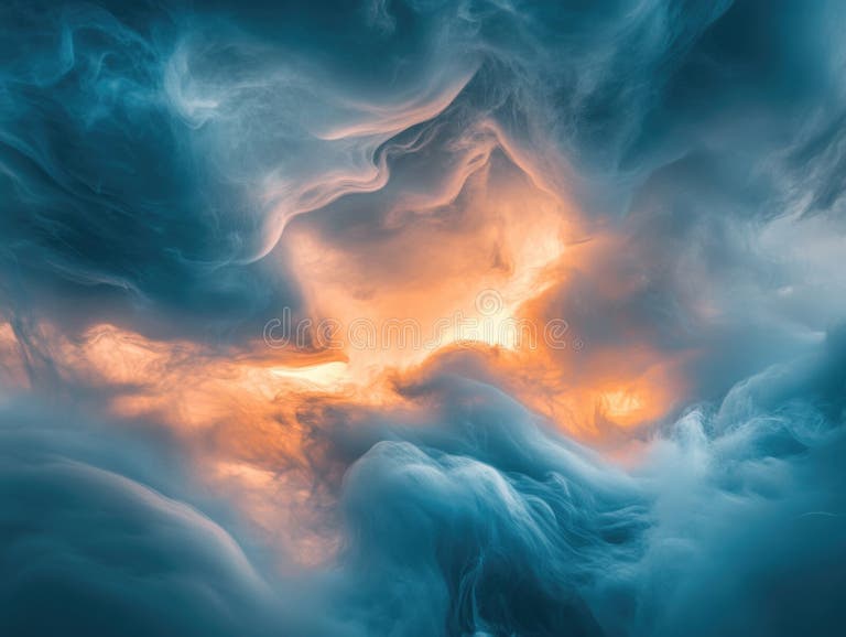 Cloudy Sky with Orange and Blue Clouds Stock Image - Image of ...