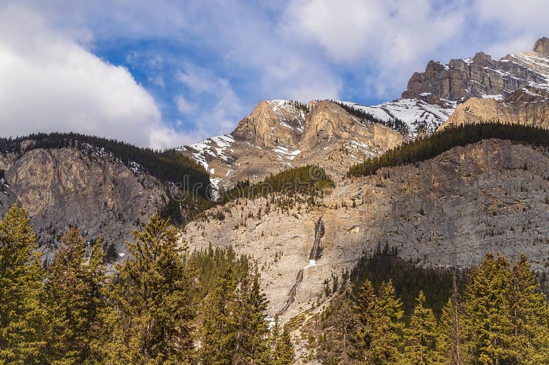 Cloudy Sky Over Banff Mountains Stock Image - Image of outdoors, rock ...